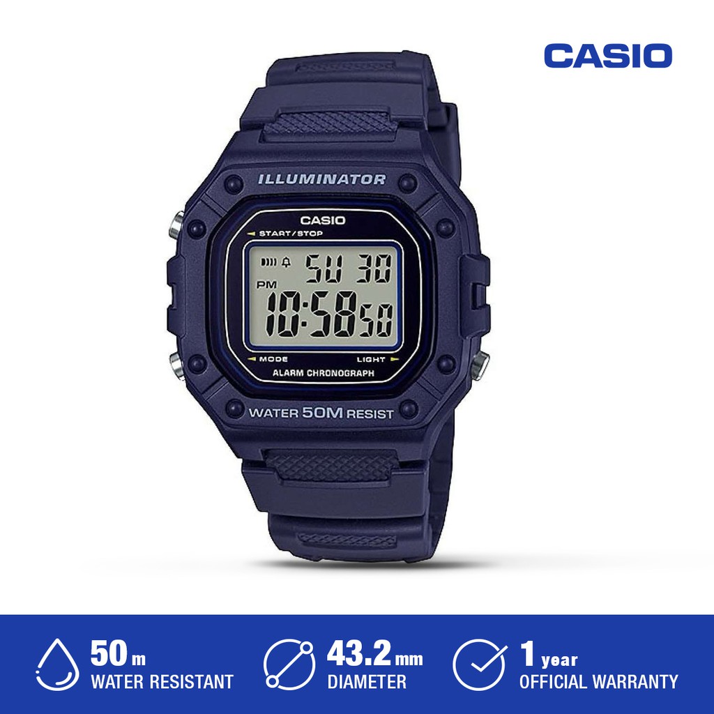 Jual Casio Jam Tangan Pria W-218H-2AVDF Digital Sport | Shopee Indonesia