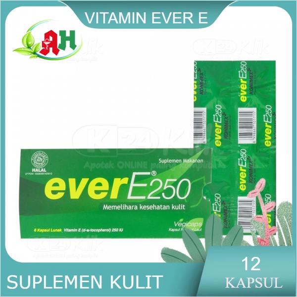 Jual Ever E250 Vitamin E Softcapsule Rumput Laut Doos Isi 12 Suplement ...