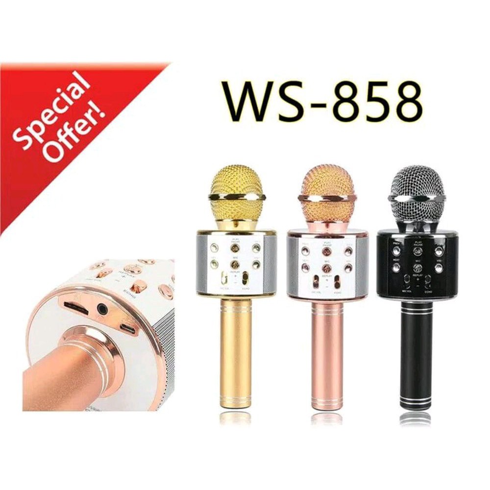 Jual Gilaa!!! Mic Karaoke Bluetooth Wireless Portable Ws858 Wster Speaker Sale!!! | Shopee Indonesia