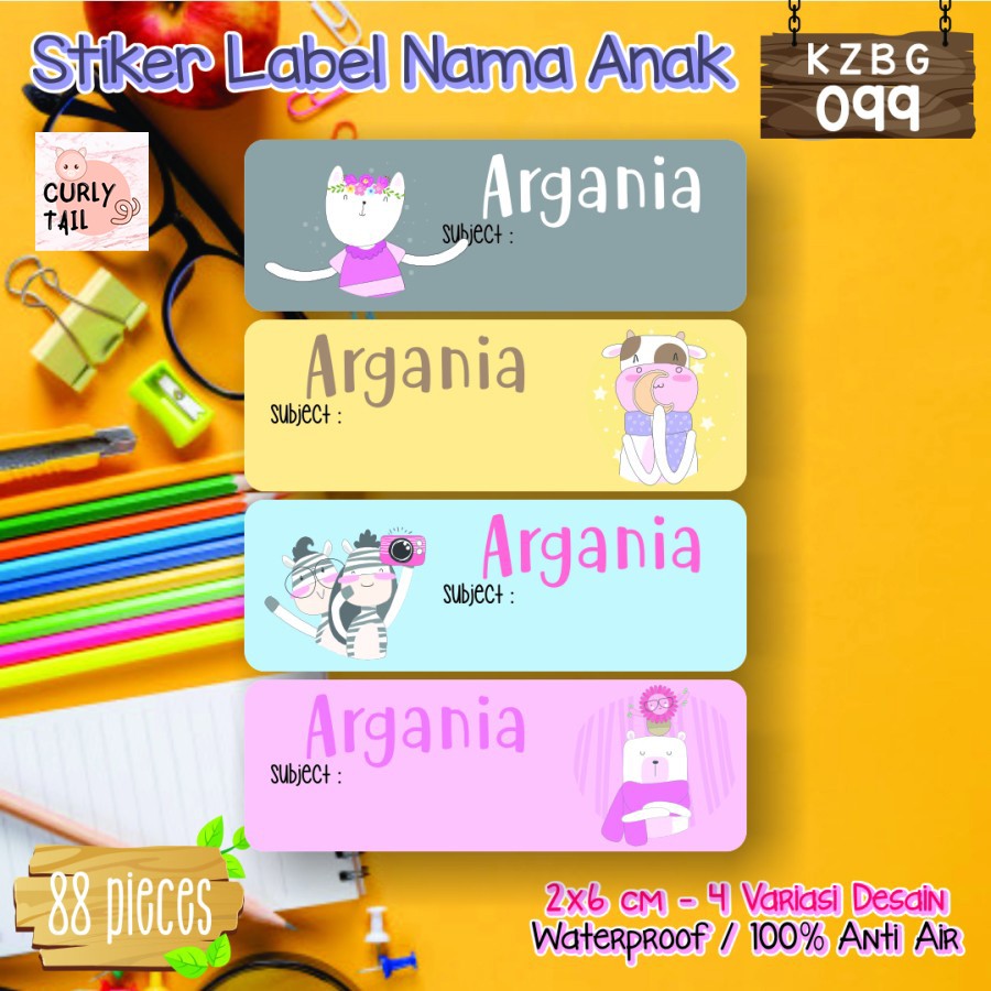 Jual Sticker Nama Anak lucu (Sticker binatang, Sticker Unicorn ...