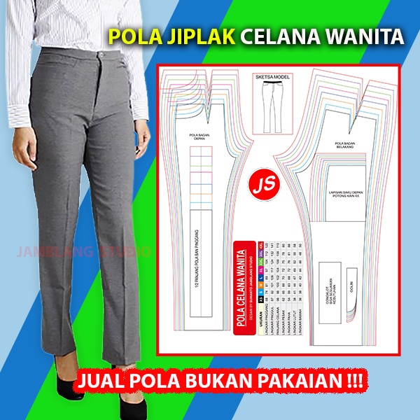 Jual Pola Jiplak Celana Wanita 8 in 1 [ Pola Baju Jamblang Studio ] | Shopee Indonesia