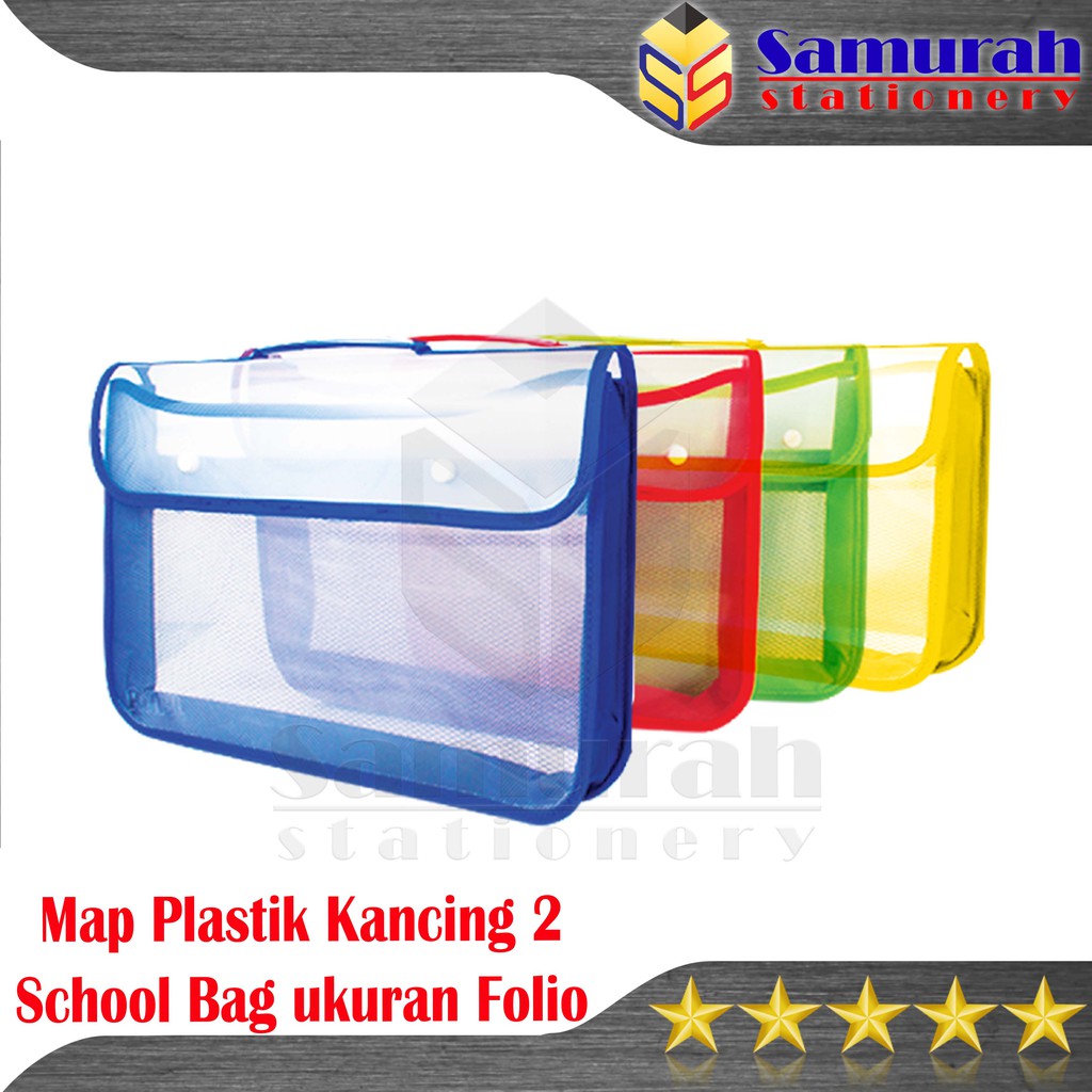 Jual Map Plastik Kancing 2 Jenia Jaring Folio Zipper School Bag F4