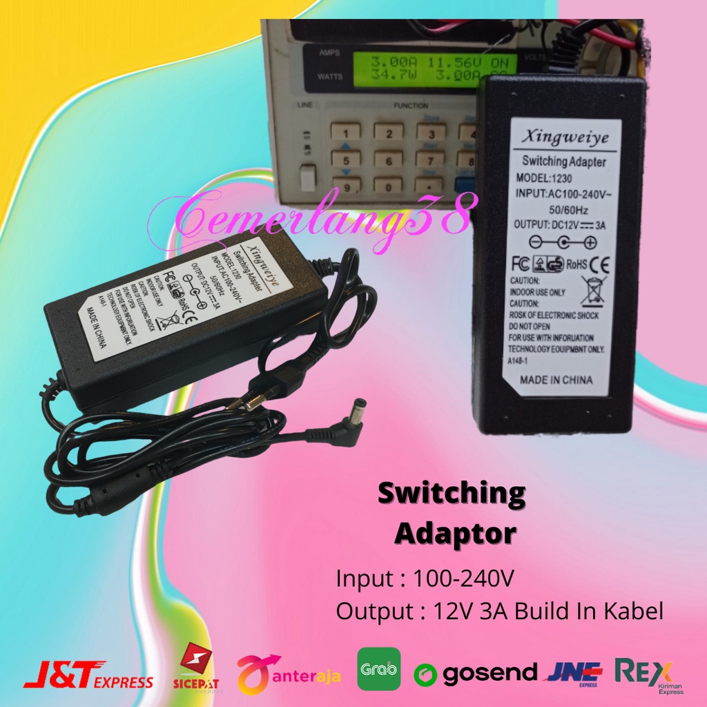 Jual Switching Adaptor 12V 3A with BUILD IN Kabel Power | Shopee Indonesia
