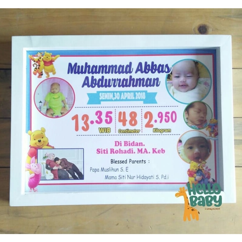 Jual BIODATA BAYI 30 X 40 FRAME TEBAL 3D TERLARIS JAWA TIMUR | Shopee ...