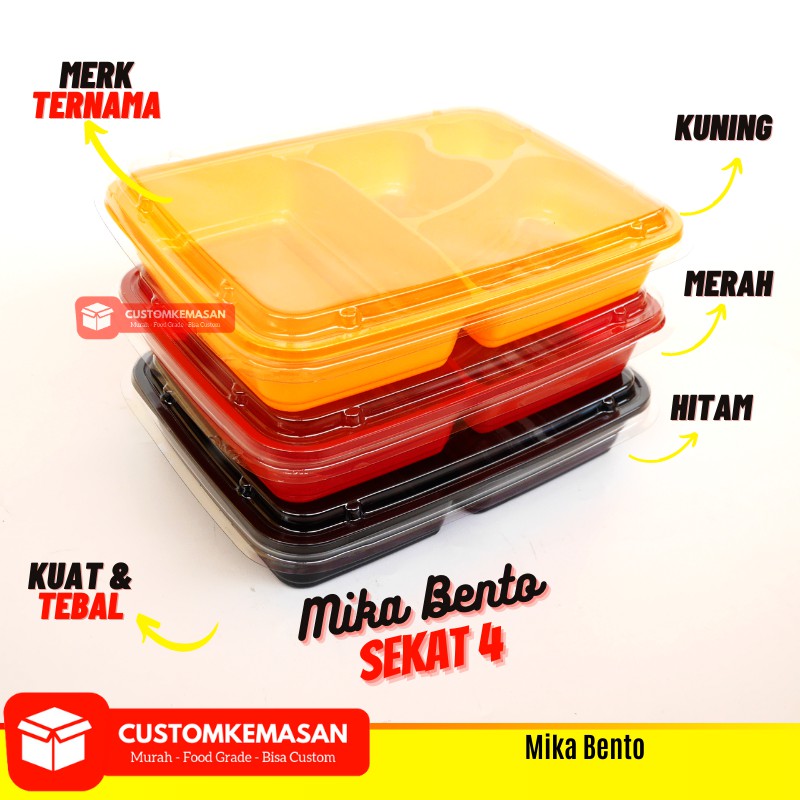 Jual Mika Bento / Tray Bento / Mika Bento Sekat 4 / Kemasan Bento ...