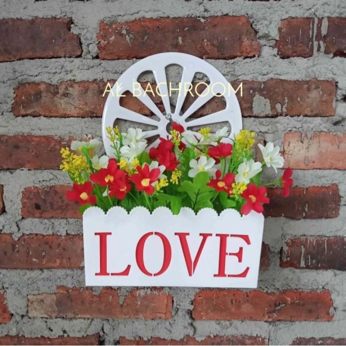 Jual RB6034 BUNGA DAYSI KUPU VAS LOVE RODA PLASTIK HIAS HOME DEKOR ...