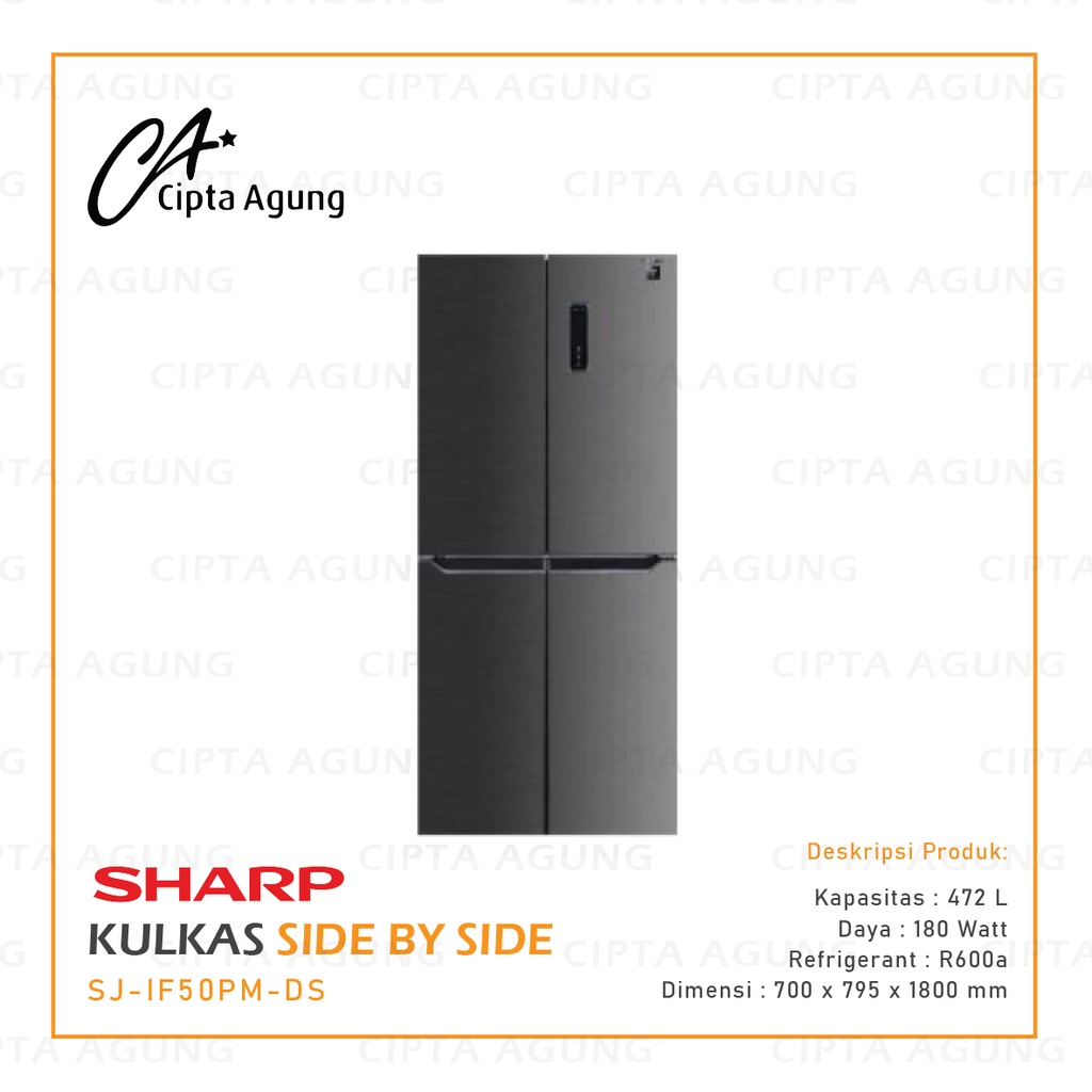 Jual KULKAS SIDE BY SIDE 472 L 401 L SHARP SJ-IF50PM-DS INVERTER [BDG] | Shopee Indonesia