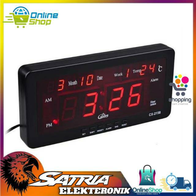 Jual Jam Dinding Digital LED Tipe CX 2158 MERAH HOBAR untuk MEJA DAN ...