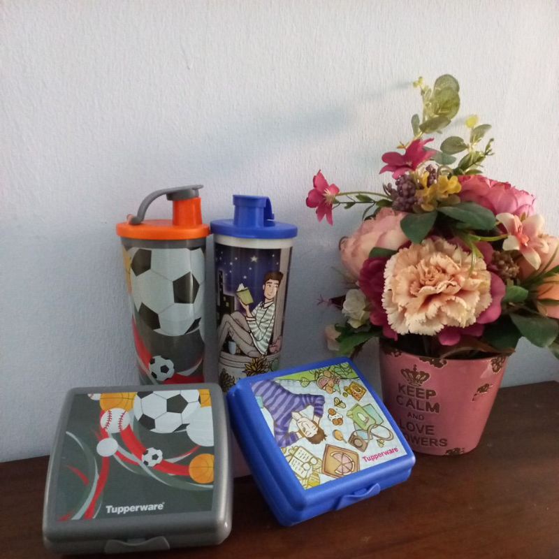 Jual Tumbler dan sandwich Tupperware Cowok, Edisi Bola dan Re maja ...