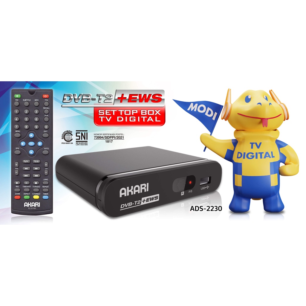 Jual digital Set Top Box Akari ADS - 2230 DVB-T2 + EWS Garansi Resmi ...