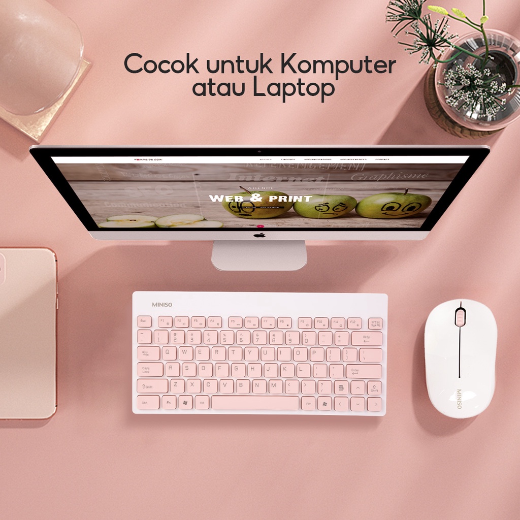 Jual Miniso Set Keyboard Dan Mouse Wireless Mini Computer Laptop Combo Keyboard Mouse Usb
