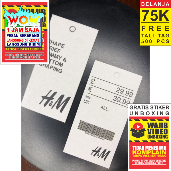 Jual H&M LABEL PRICE TAG HANGTAG BARCODE SUPER PREMIUM CO 1X DI KIRIM 600PCS | Shopee Indonesia