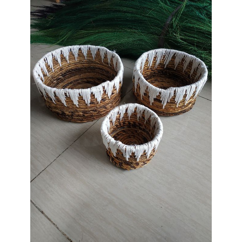 Jual 3pcs cover pot banana / pot bunga / pot / pot anyaman / pot ...