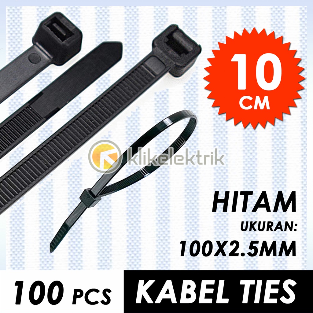 Jual KABEL TIES HITAM / PUTIH ISI 100 UKURAN 30CM / 25CM / 15CM / 10CM ...