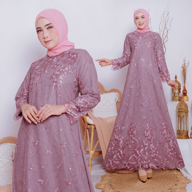 Jual GAMIS PESTA JUMBO | GAMIS BRUKAT TULLE BORDIR MUTIARA GAMIS POLOS JUMBO SYARI PESTA LODRA2 ...