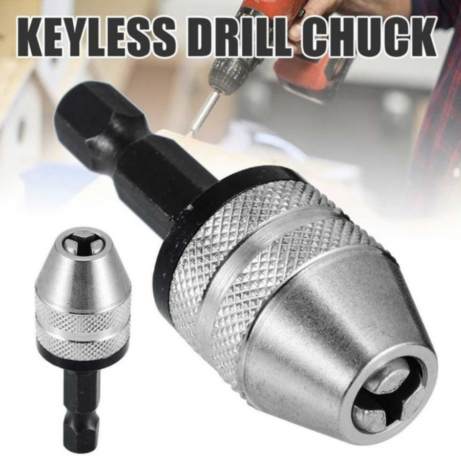 Jual Kepala Bor Keyless Mini Drill Chuck Bit Quick Change 1/4 Hex Bit ...