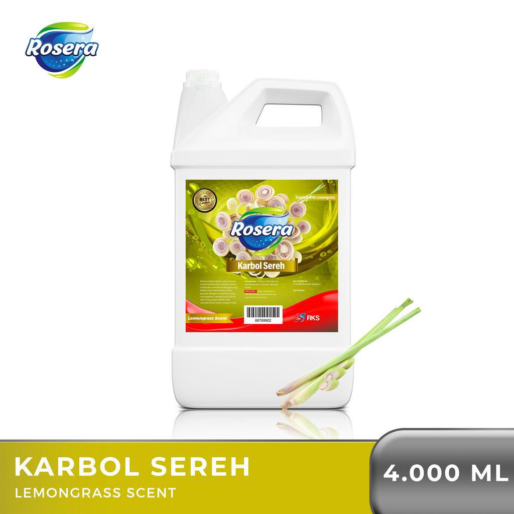 Jual Rosera Karbol Sereh 4 LITER 4000 ML Pembersih Lantai Karbol Lantai Sereh Karbol Lemongrass ...