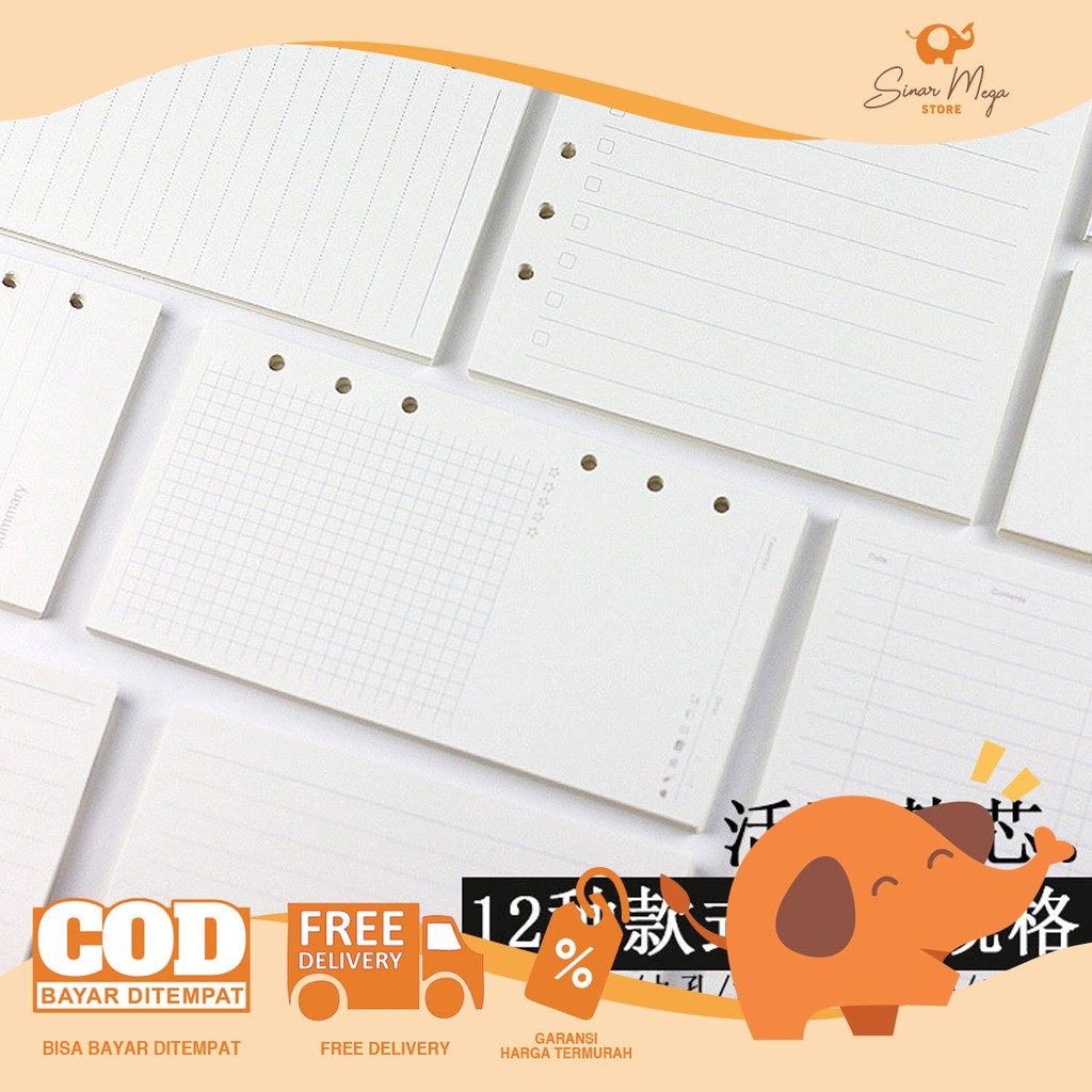Jual Kertas Loose Leaf 6 Ring Binder Paper A5, A6 & A7 / Isi Ulang ...