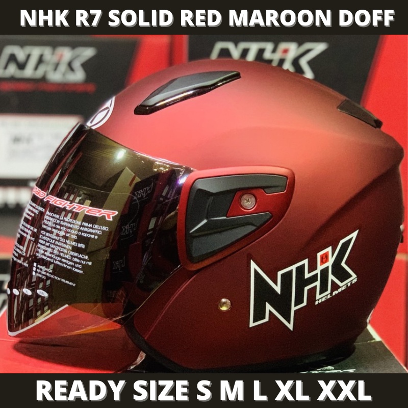 Jual Helm NHK R7 Solid Red Maroon Doff Merah Marun Dop Half Face Single ...