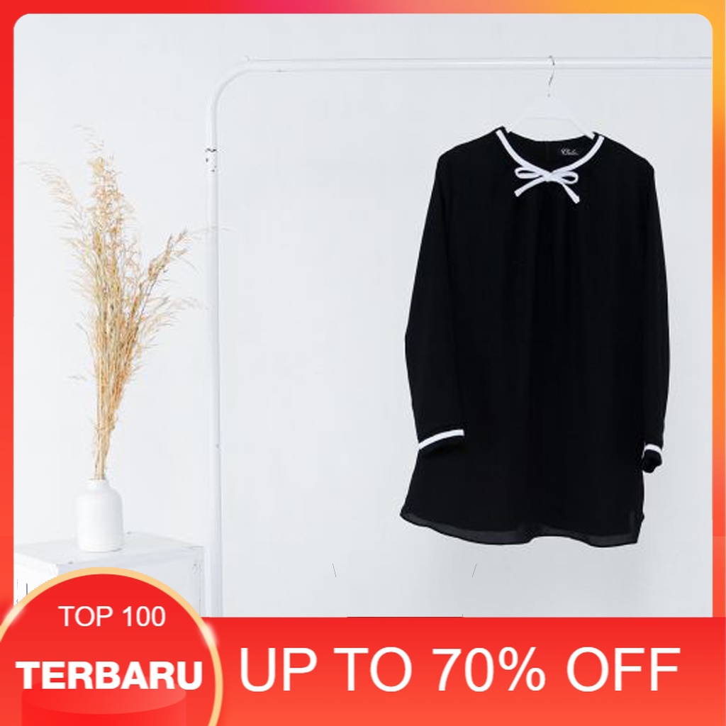 Jual BLOUSE RIBON BLUS WARNA HITAM ATASAN WANITA | Shopee Indonesia