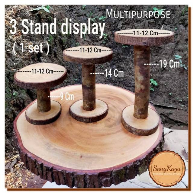 Jual Multipurpose Rustic Wooden display stand 1 set kayu pajangan dll ...