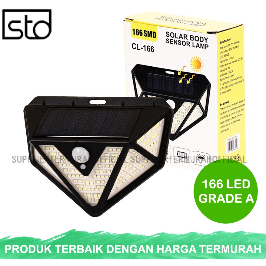 Jual Lampu Outdoor Taman Panel Solar Sensor Gerak 166 Led Tenaga Surya IP65 Waterproof | Shopee ...