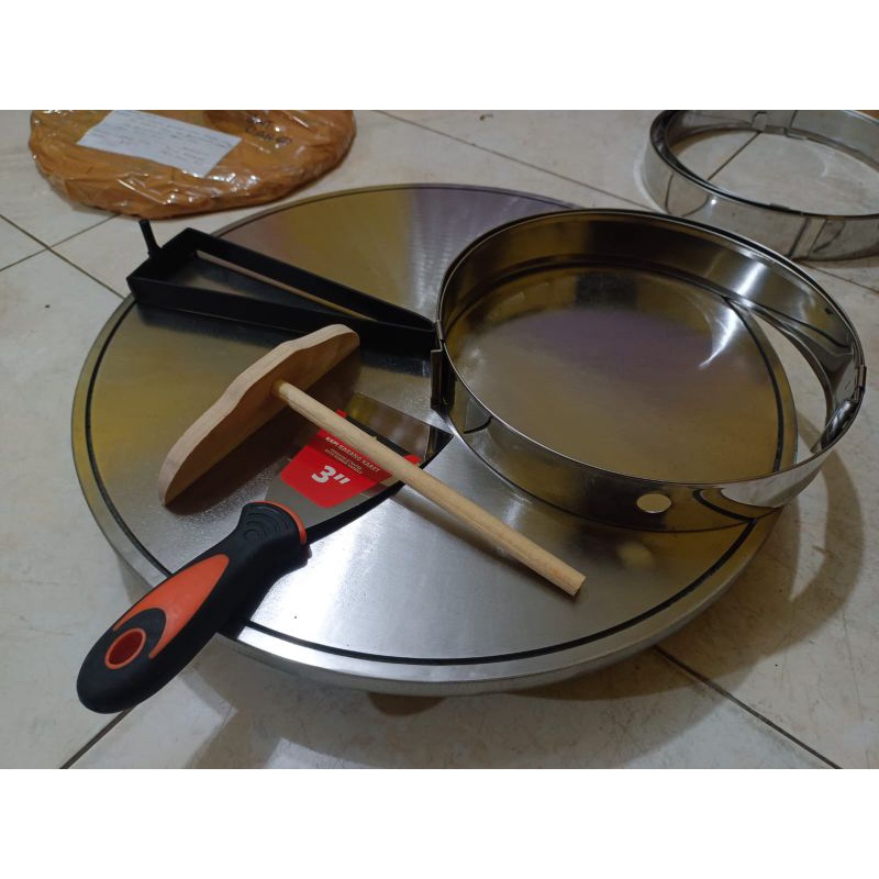 Jual Loyang Crepes Baja Paket Komplit ( Loyang+segitiga+peratakayu+ring api+kape) Ukuran 26cm ...