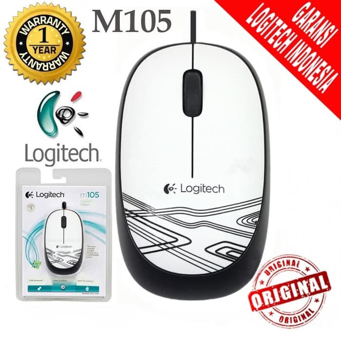 Jual Logitech M105 Mouse Kabel Original ( L068 ) Warna Putih | Shopee Indonesia