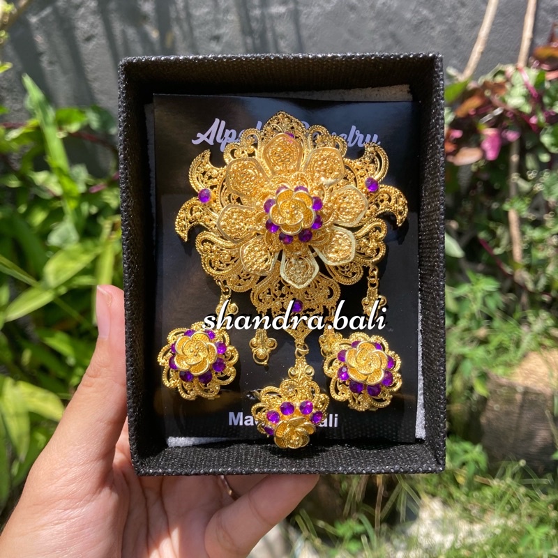 Jual Set Bros Gada Mix Mawar Alpaka Gold Kebaya Bali Aksesoris ...