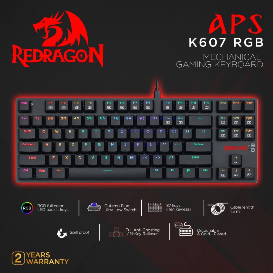 Jual Redragon Mechanical Gaming Keyboard TKL RGB Ultra Low APS - K607 ...