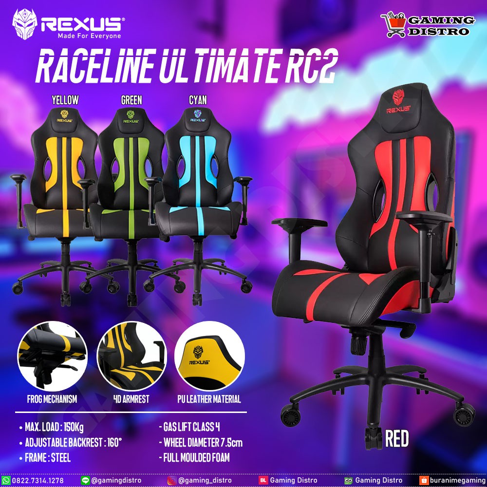 Jual Rexus Gaming Chair RC2 - Kursi Gaming Rexus Raceline Ultimate RC2 ...