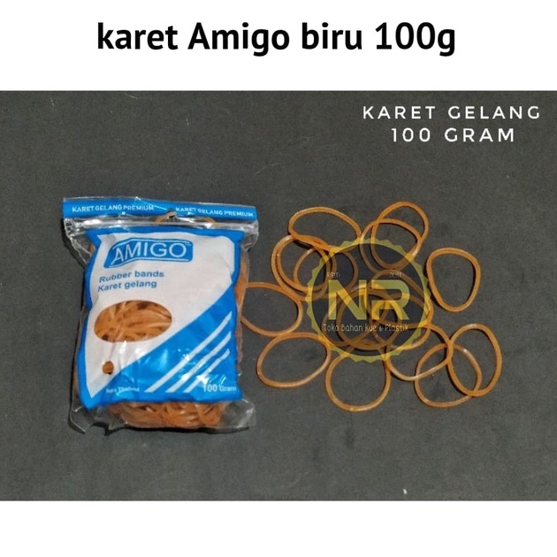 Jual karet gelang/karet kuning ekonomis/karet Amigo biru 100g | Shopee Indonesia