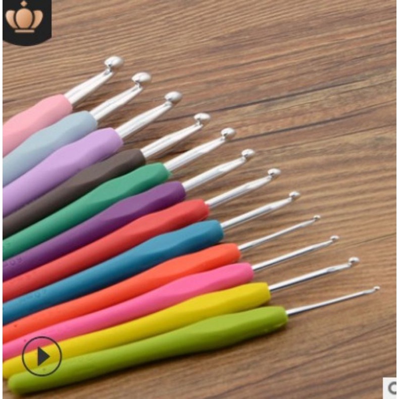 Jual Hakpen Alat Jarum Rajut Gagang Karet Silicone Aluminium Crochet ...