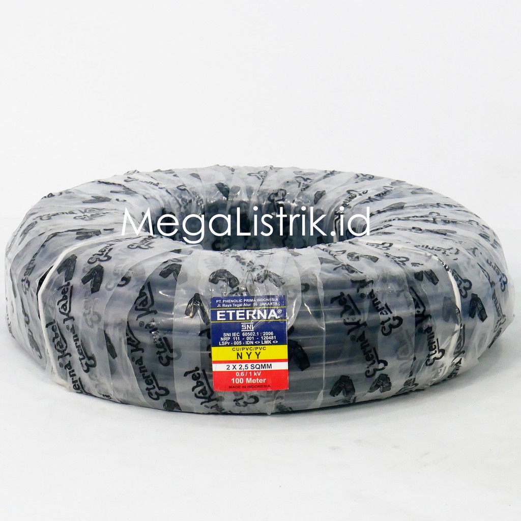 Jual ETERNA NYY 2X2.5 ( 100 METER ) / KABEL LISTRIK HITAM KAWAT TEMBAGA 2 X 2.5 MM / 2X2,5 / 2 X ...