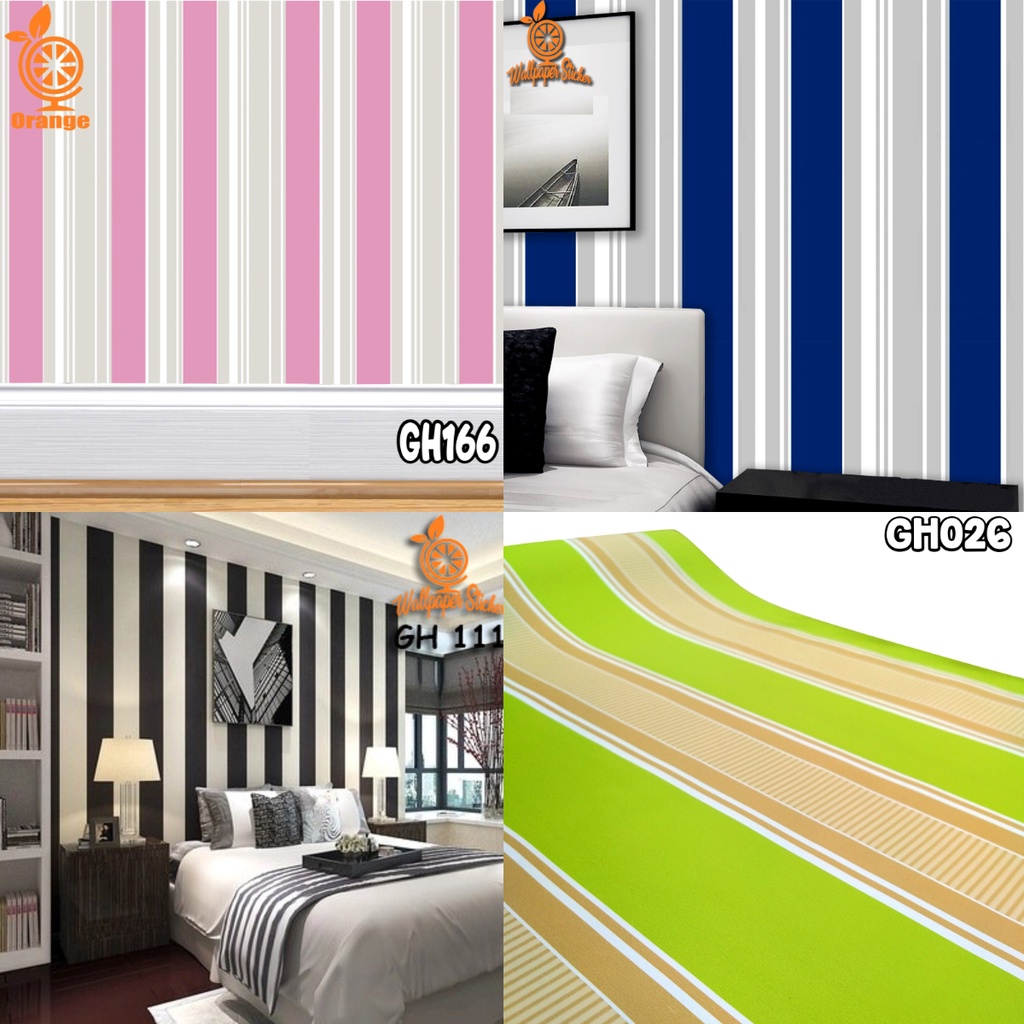 Jual Wallpaper Dinding Premium Sticker Dinding Size 45cm x 8 meter Wallsticker Motif Salur HOME ...
