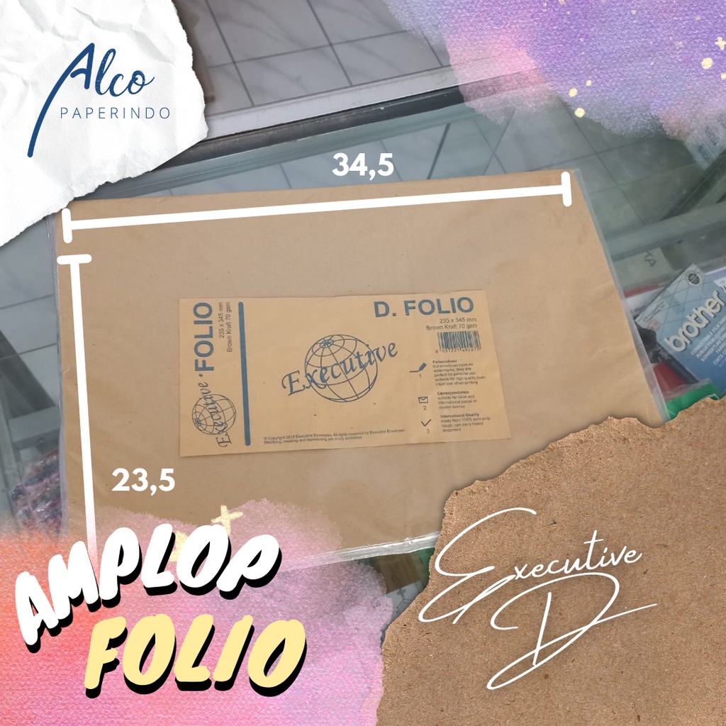 Jual Amplop Folio Coklat Executive D 23,5 X 34,5 isi 100 | Shopee Indonesia