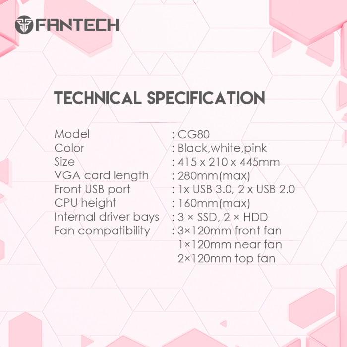 Jual Fantech AERO CG80 Casing Komputer PC Gaming Case PINK FREE 4 FAN ...