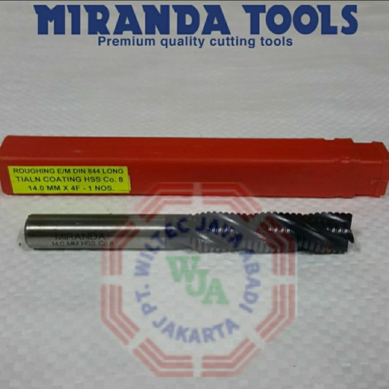 Jual Roughing End Mill Long 14mm 4Flute HSS-Co TIALN Merek MIRANDA ...