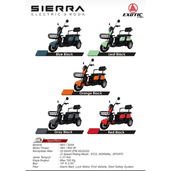 Jual MOTOR LISTRIK RODA 3 SIERRA BY PASIFIC (MMPP) | Shopee Indonesia