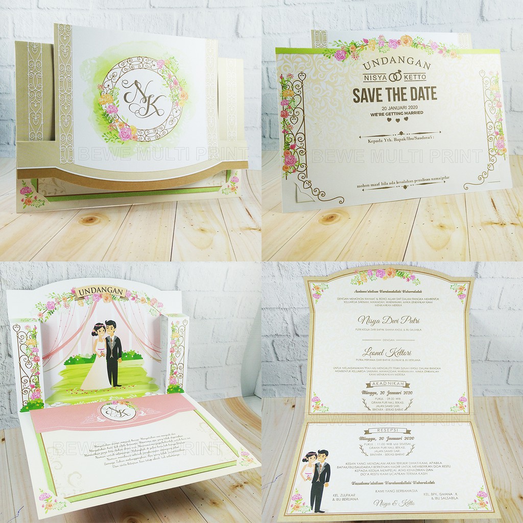 Jual Undangan Pernikahan 3D (cetak) Pop-Up Mz 44 | Shopee Indonesia