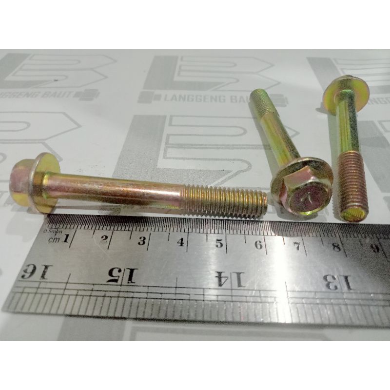 Jual Baut Flange M8 x 60 Kuning / Baut Tapak Kunci 12 Panjang 6cm M8x60 | Shopee Indonesia