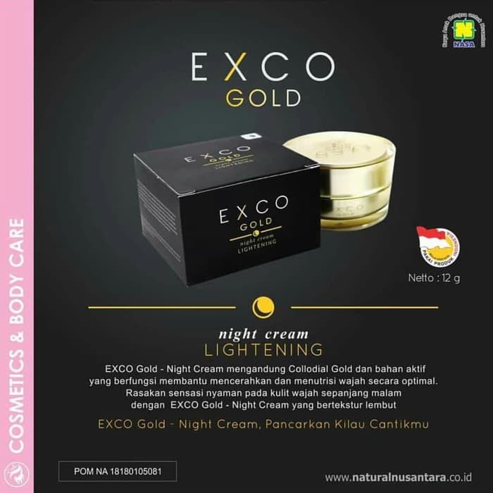 Jual CREAM MALAM EXCO GOLD NIGHT LIGHTENING ORI NASA (KRIM MALAM ...