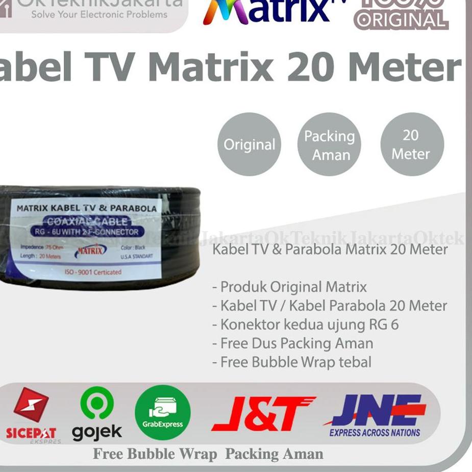 Jual Kabel matrix RG6 parabola + jack konektor f5 20M Coaxial | Shopee Indonesia