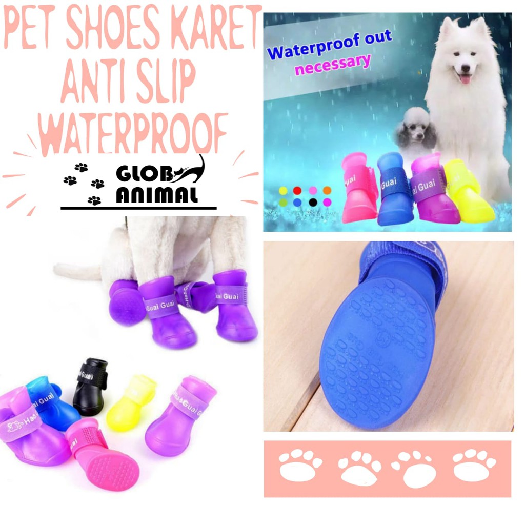 Jual SEPATU ANJING BAHAN KARET anti slip waterproof pet shoes boots ...
