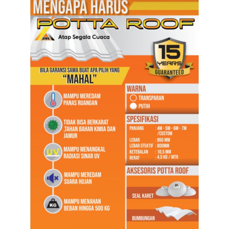 Jual Atap dingin upvc custom Pottaroof. setara rooftop. atap dingin 2 ...