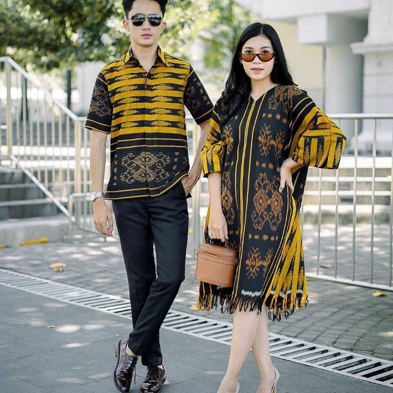 Jual couple baju tenun - set couple baju tenun - baju tenun modern ...