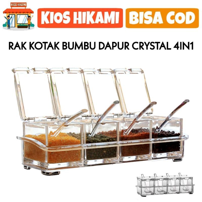 Jual Rak Bumbu Dapur Crystal Kotak 4in1 Kitchen Spice Rack Murah COD ...