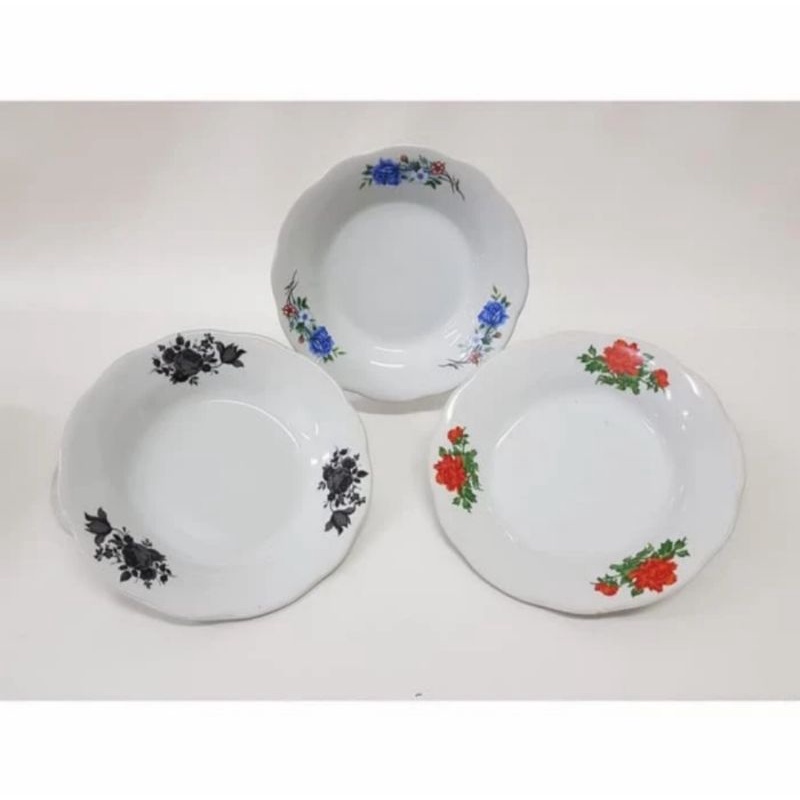 Jual Piring Makan Kembang 8 inch / piring Keramik jadul/ piring makan ...