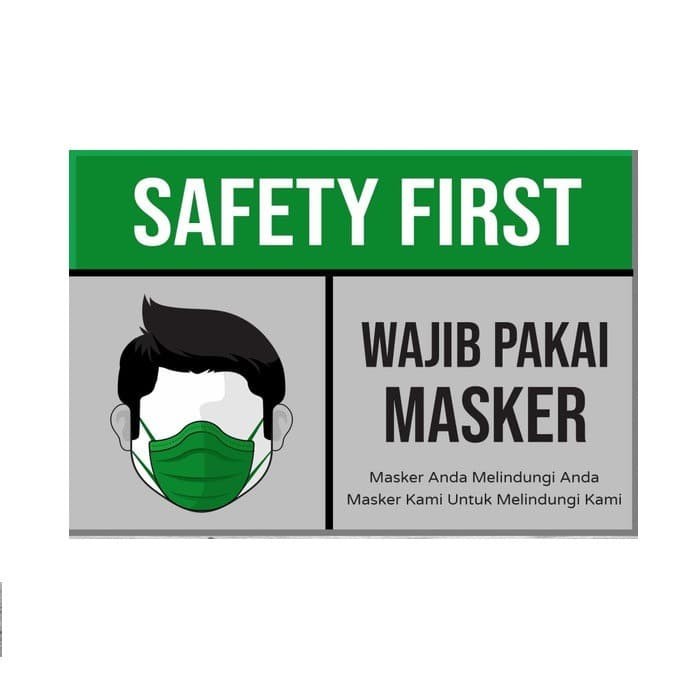 Jual SIGN RAMBU STICKER SAFETY FIRST WAJIB PAKAI MASKER 20X15CM RAMBU ...