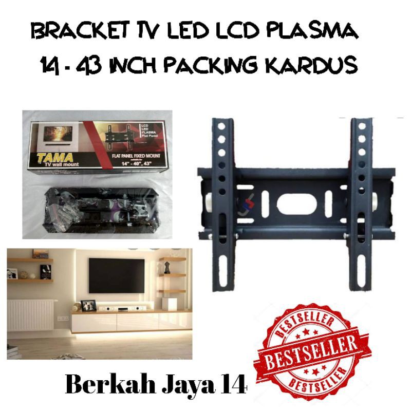 Jual BRACKET TV LED LCD PLASMA FLAT PANEL UKURAN 14" - 43" + BOX HARGA ...